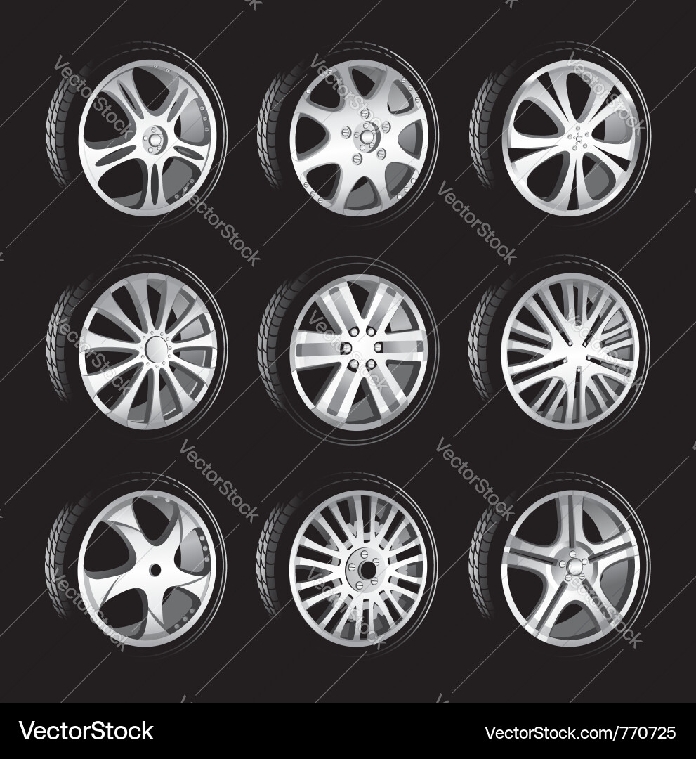 Automotive Wheels Set – Royalty-Free Vector | VectorStock