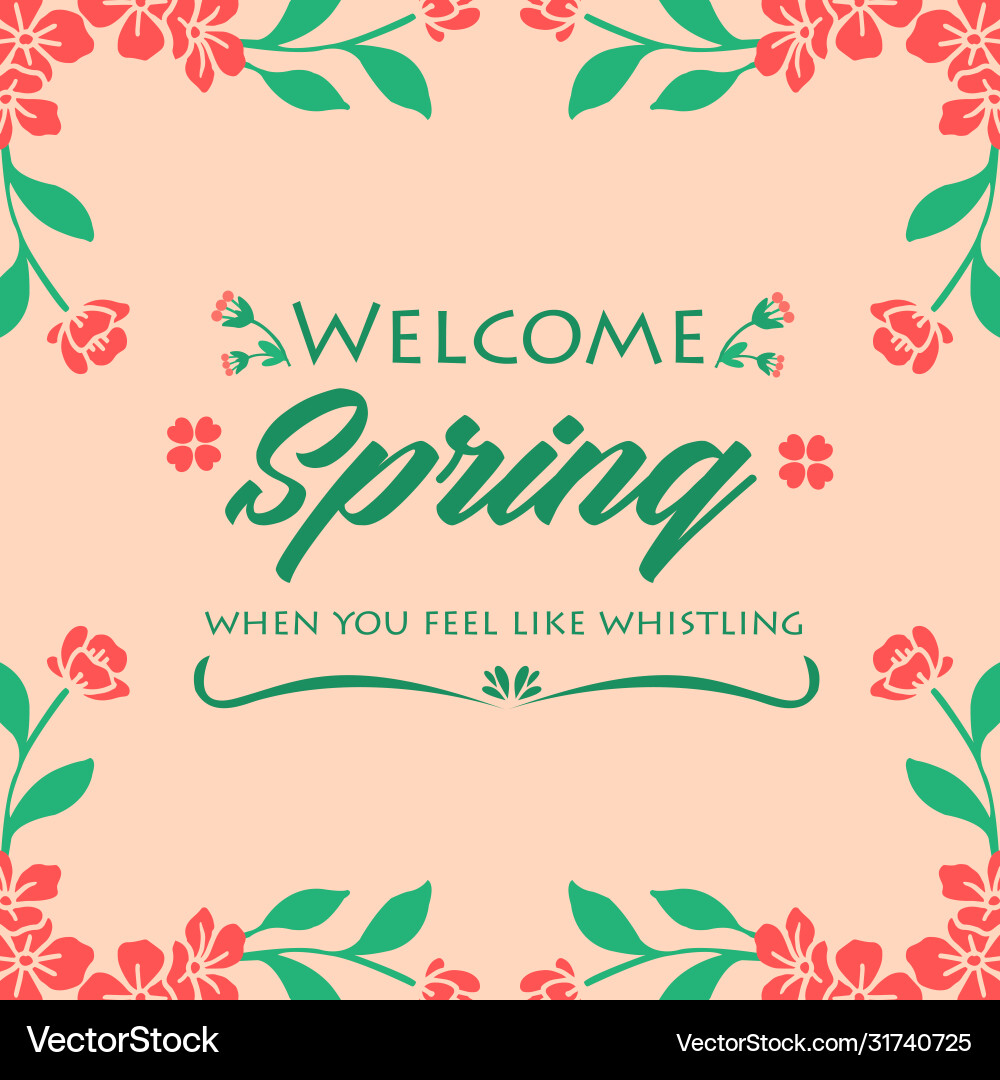 Cute welcome spring greeting card wallpaper design