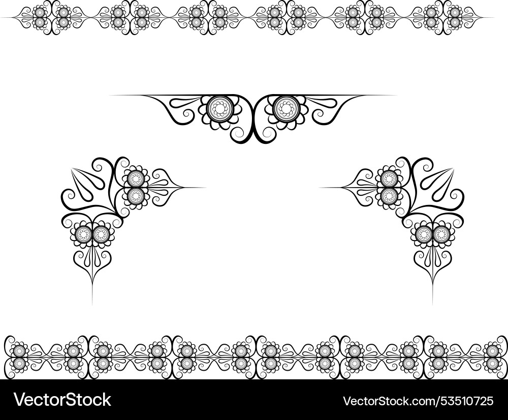 Decorative ethnic borders set in boho style Vector Image