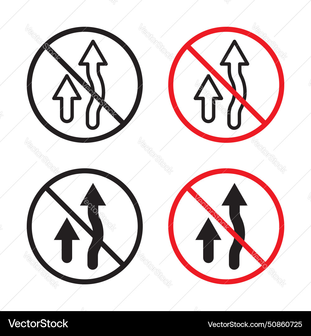 Do not overtake traffic sign icon set prohibited Vector Image