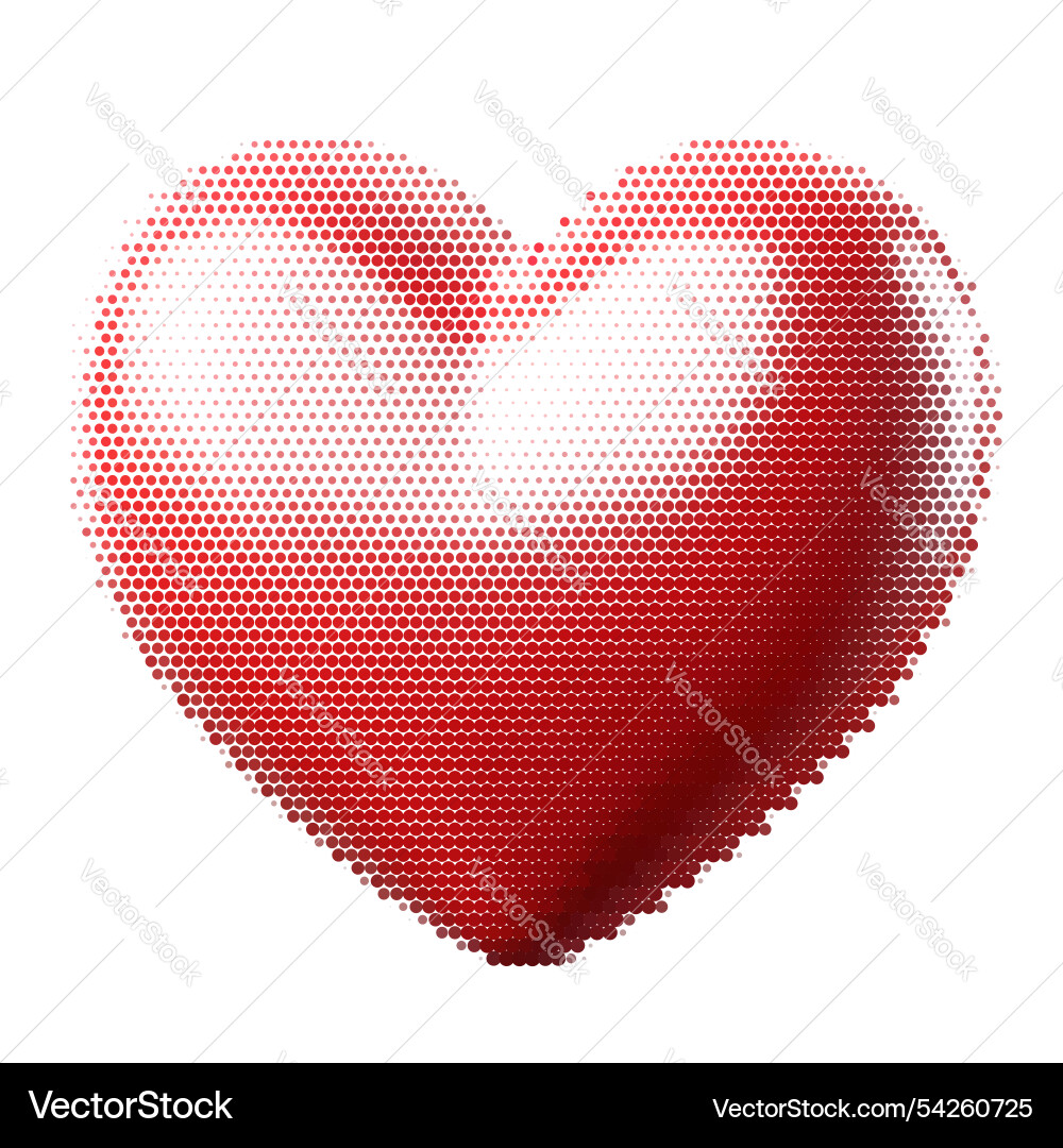 Halftone dotted red heart shape for trendy y2k Vector Image