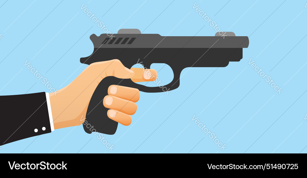 Hand holding pistol gun icon in flat style Vector Image