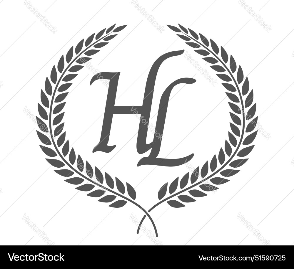 Initial letter h and l hl monogram logo design Vector Image