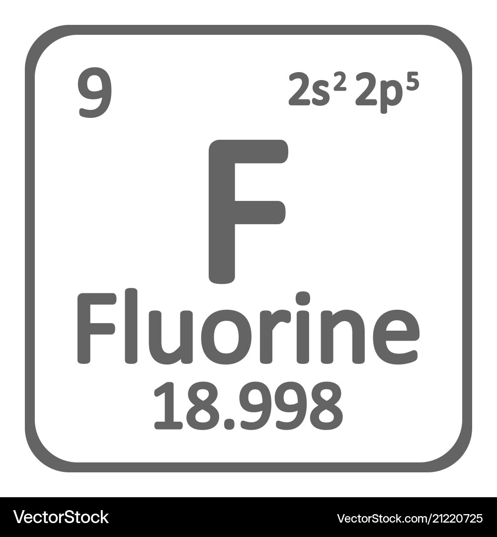 Periodic table element fluorine icon Royalty Free Vector