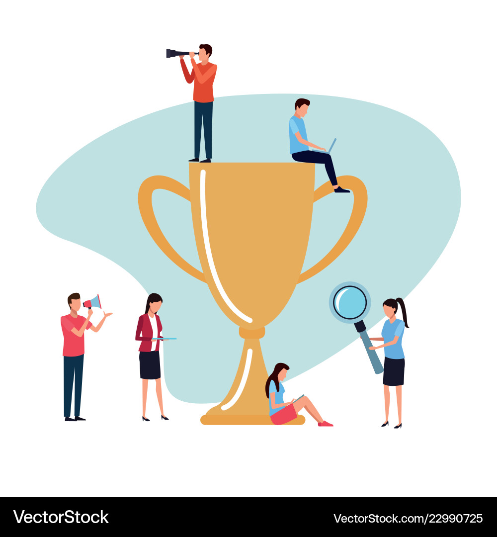Teamwork award cup Royalty Free Vector Image - VectorStock