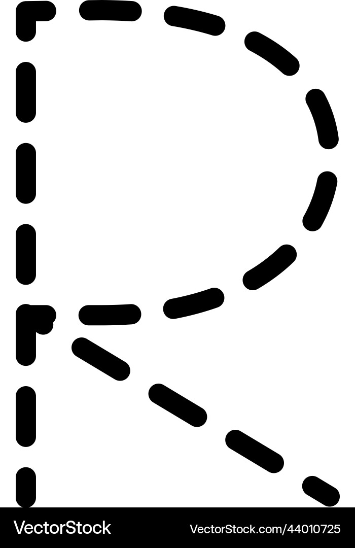 Tracing alphabet letter r prewriting dotted line Vector Image
