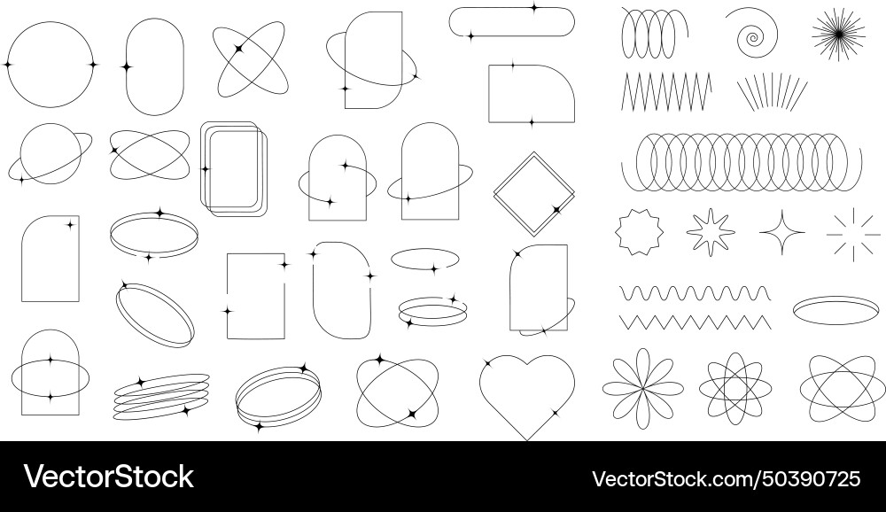 Trendy linear frames with sparkles y2k geometric Vector Image