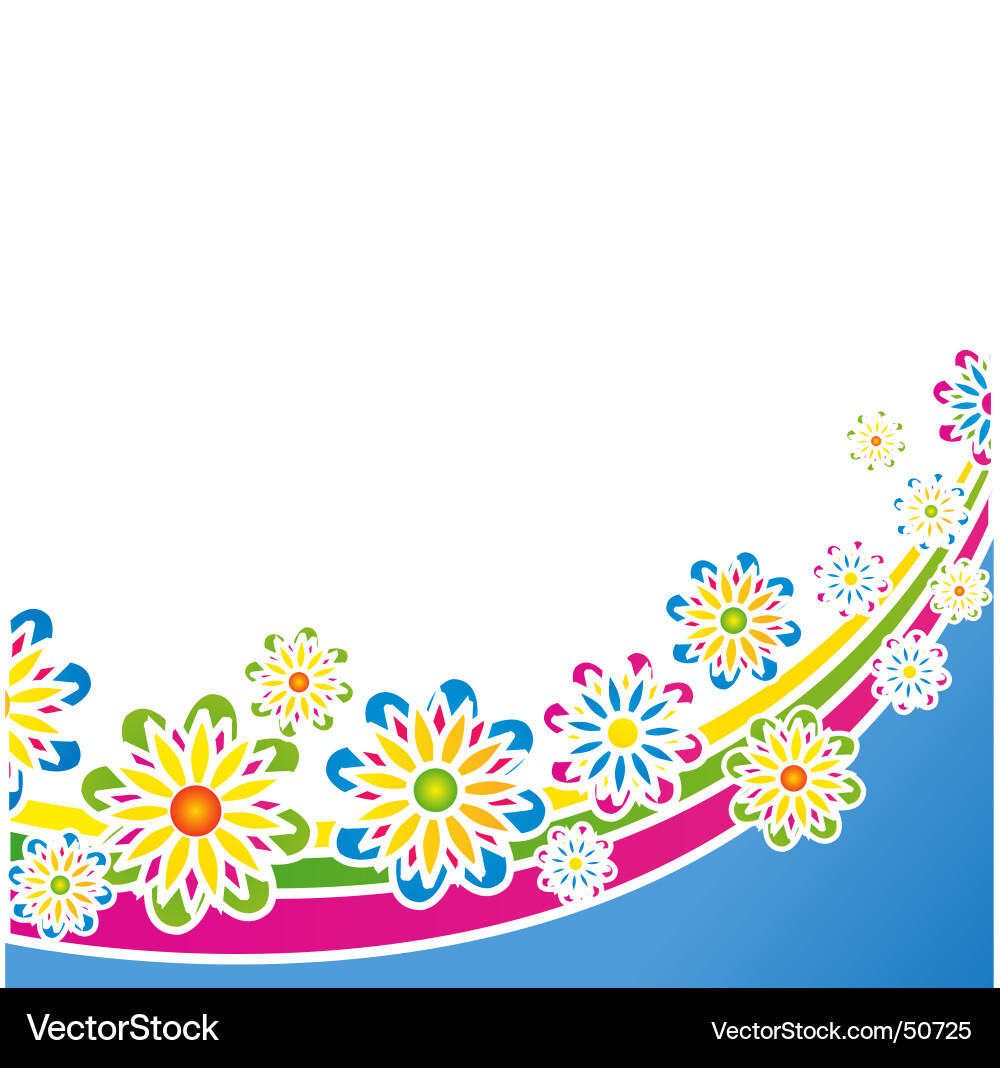 Vibrant Rainbow Flower Border Royalty Free Vector Image