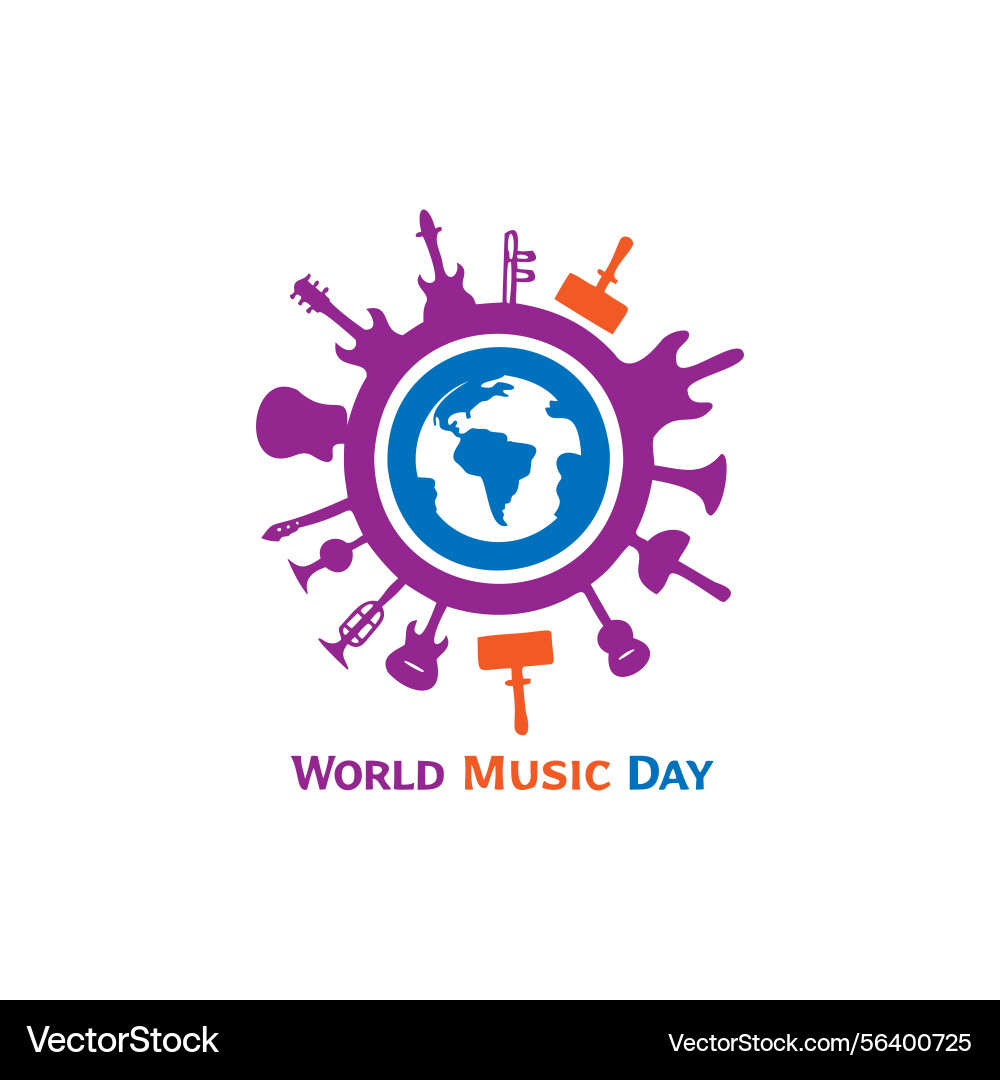 World music day logo Royalty Free Vector Image