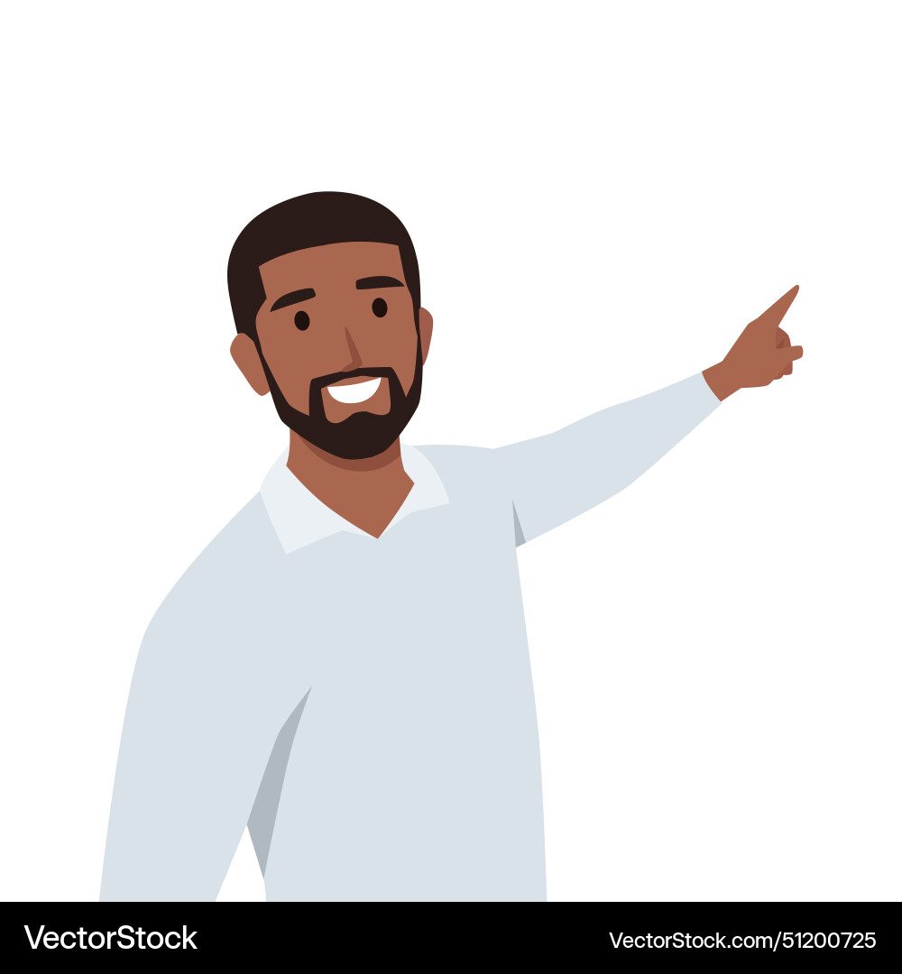 Young man pointing away and showing or presenting Vector Image Young man pointing away and showing or presenting Vector Image