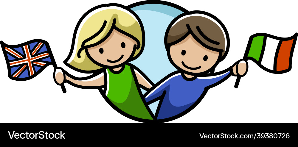 Children with flags Royalty Free Vector Image - VectorStock