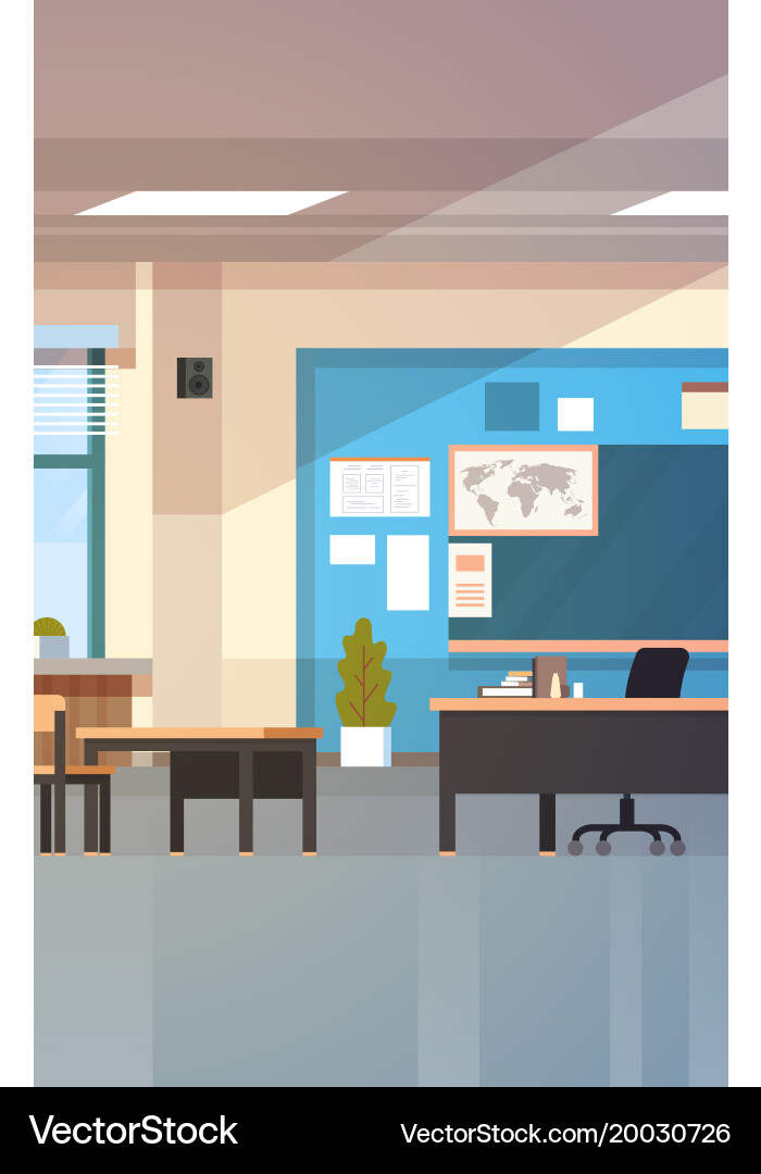 Classroom empty school class interior with chalk Vector Image