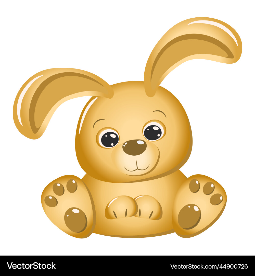 Cute gold rabbit isolated on white background Vector Image