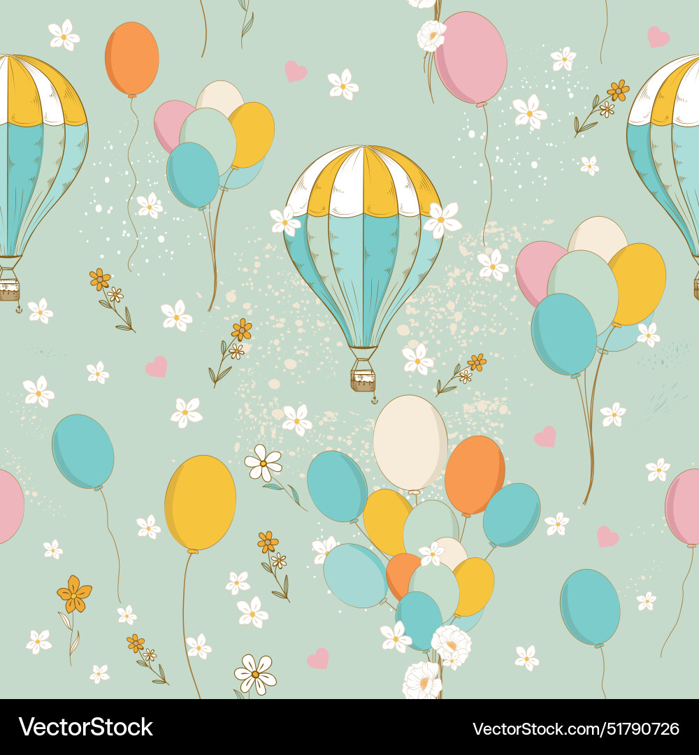 Cute seamless pattern with air balloons Royalty Free Vector
