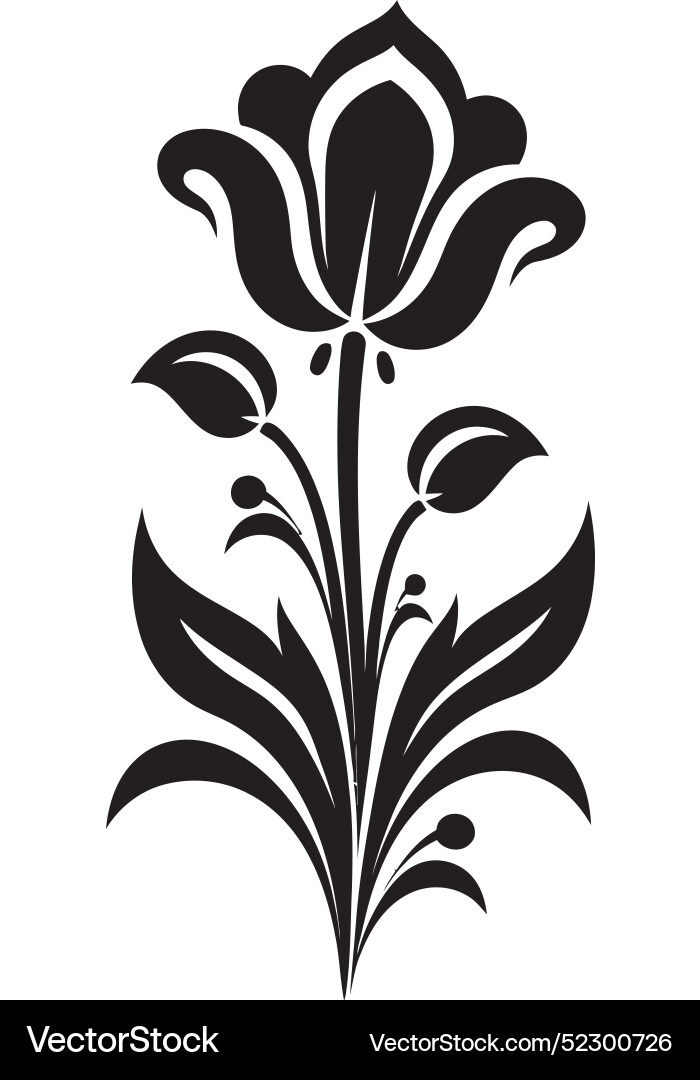 Ebony enigmatic artistry stylish floral Royalty Free Vector
