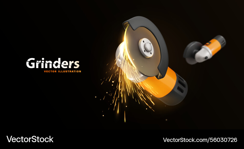 Electric angle grinder cutting metal sparks Vector Image