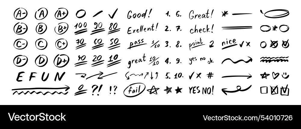 English test exam pen mark school teacher Vector Image
