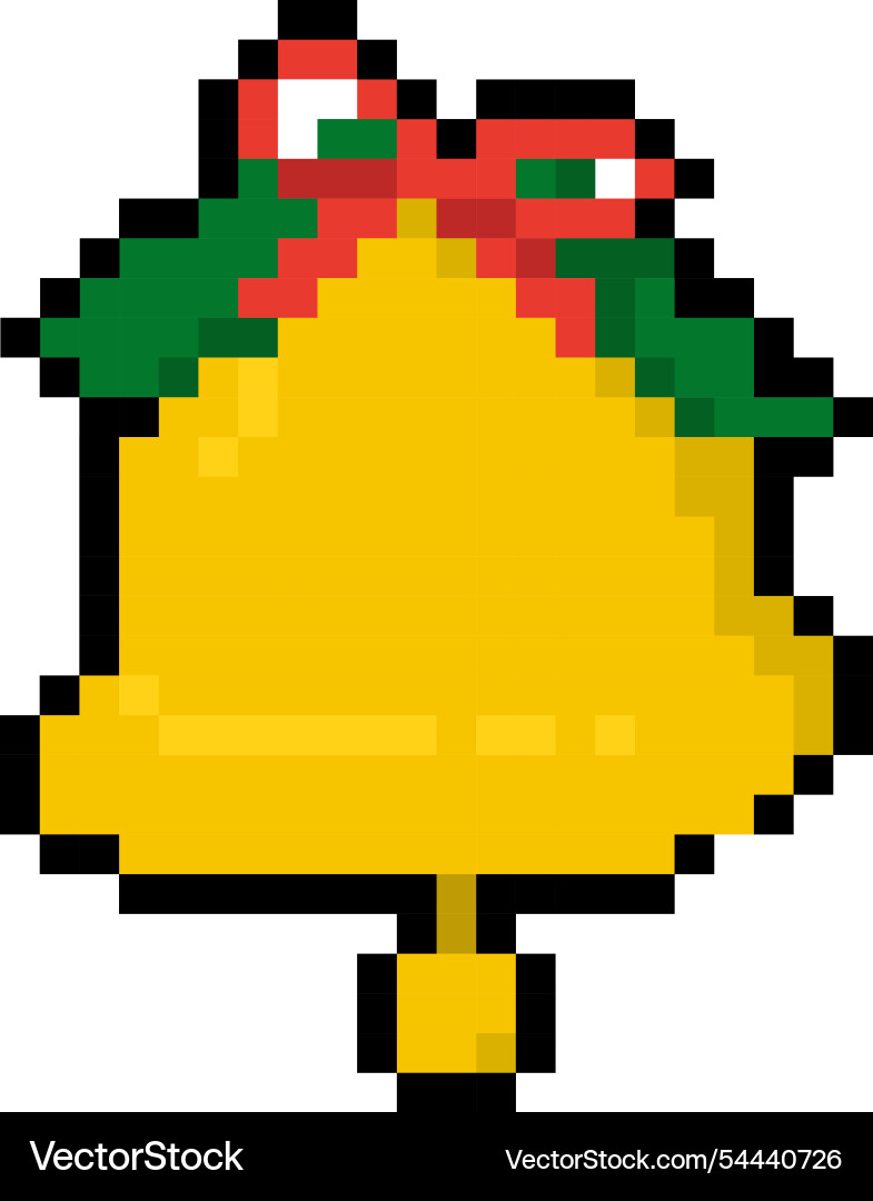 Pixel art christmas bell Royalty Free Vector Image