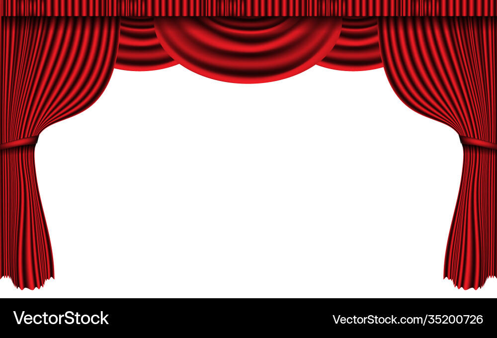 Realistic red curtain stage on white classic Vector Image