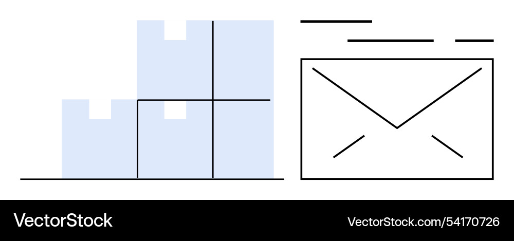 Simplified boxes and envelope line art Royalty Free Vector