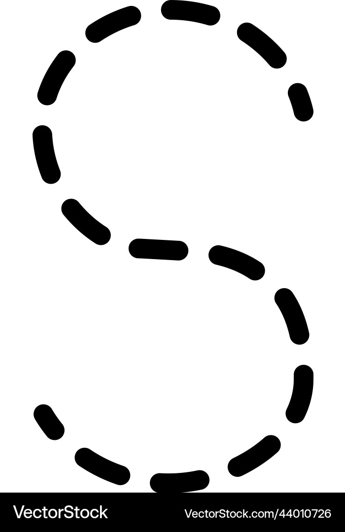 Tracing alphabet letter s prewriting dotted line Vector Image