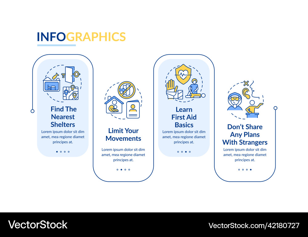 Actions to stay safe during war rectangle Vector Image