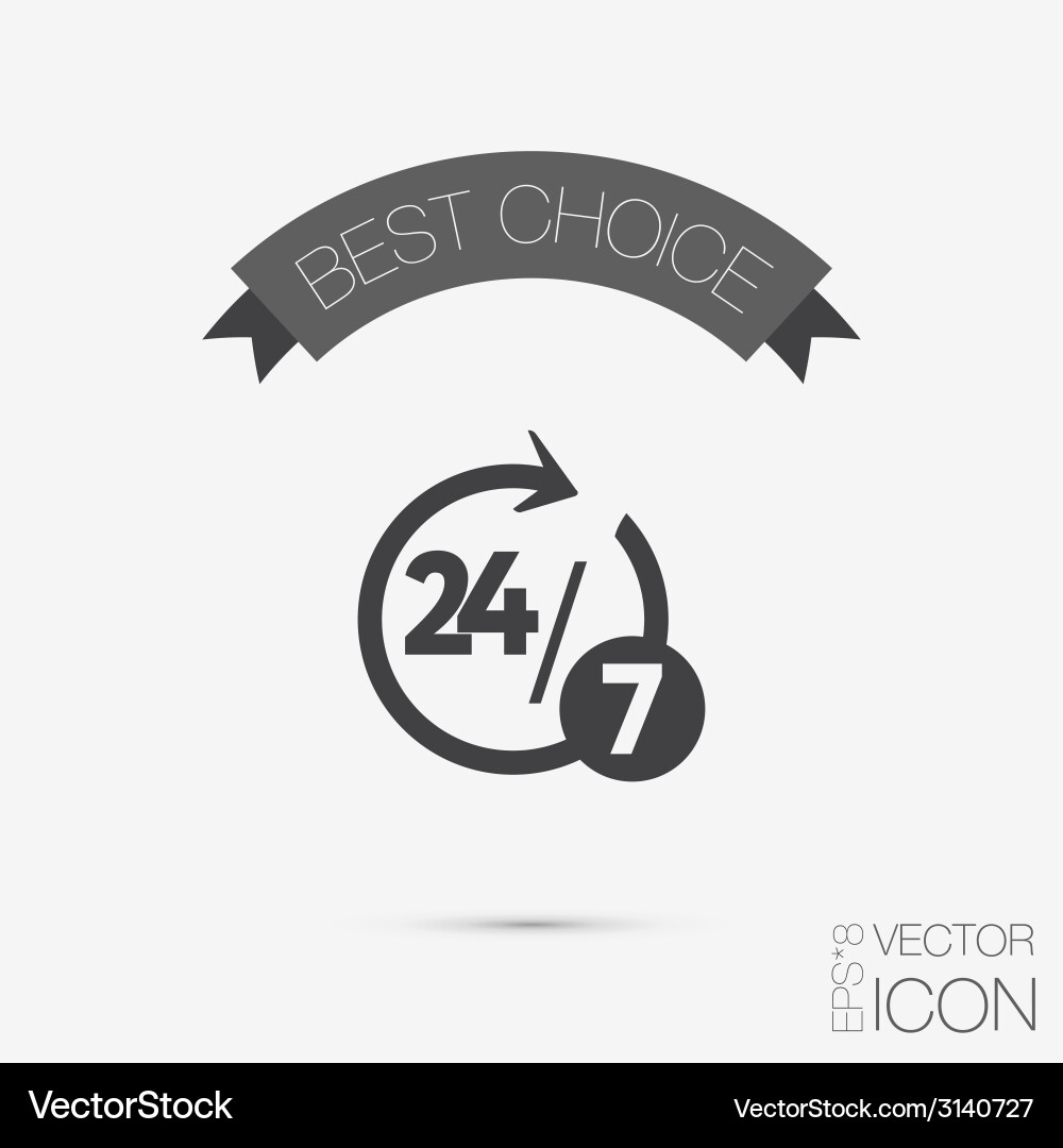 Character 24 7 symbol icon clock service Vector Image