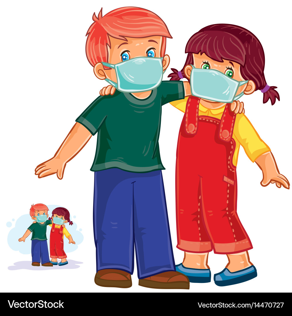 Children Wearing Masks Royalty Free Vector Image