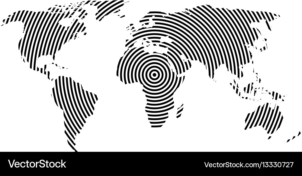 Concentric Ring World Map Royalty Free Vector Image