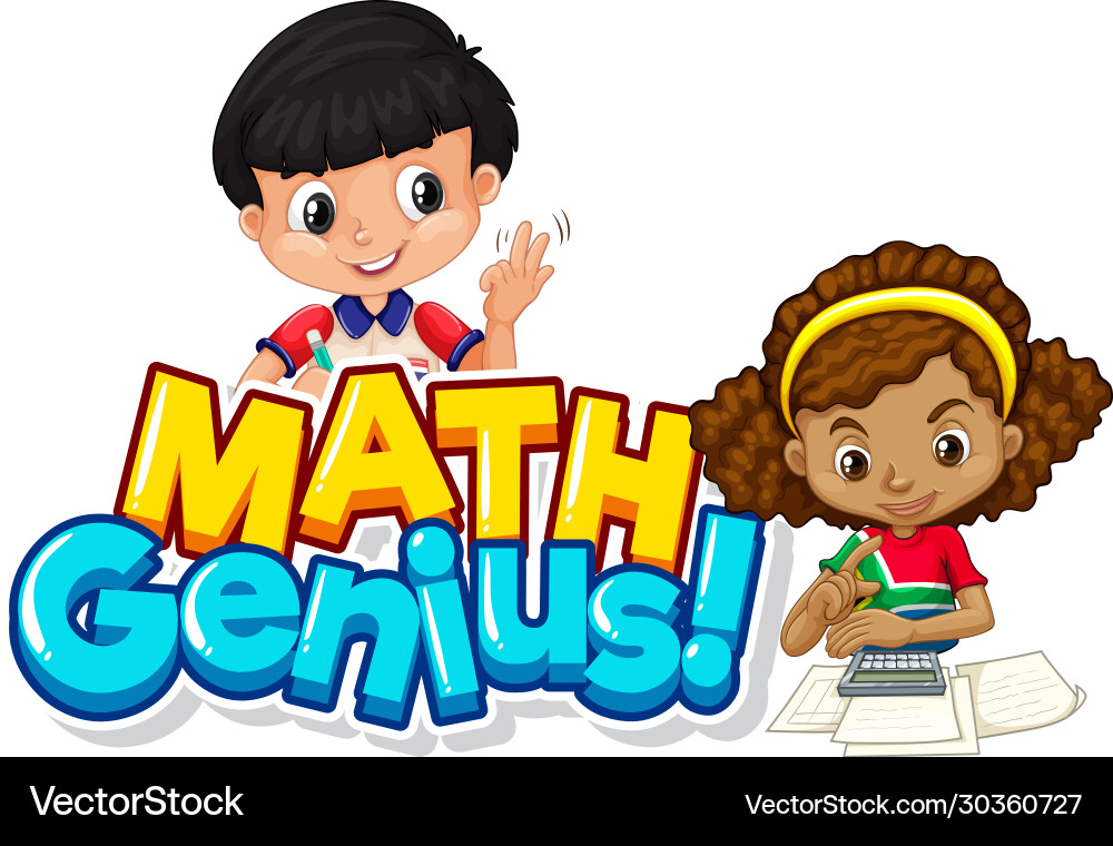 Font design for word math genius with two children