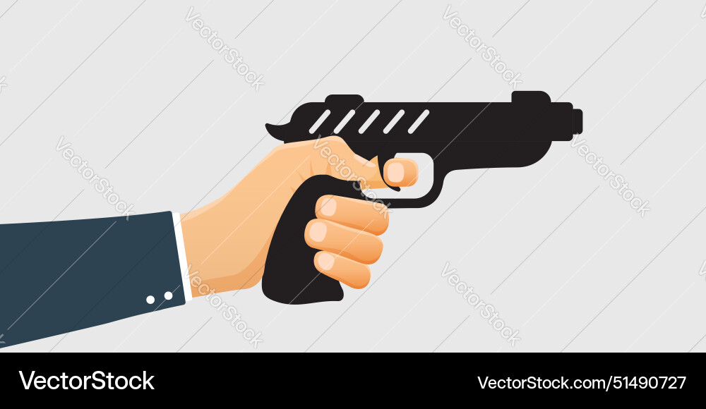 Hand holding pistol gun icon in flat style Vector Image