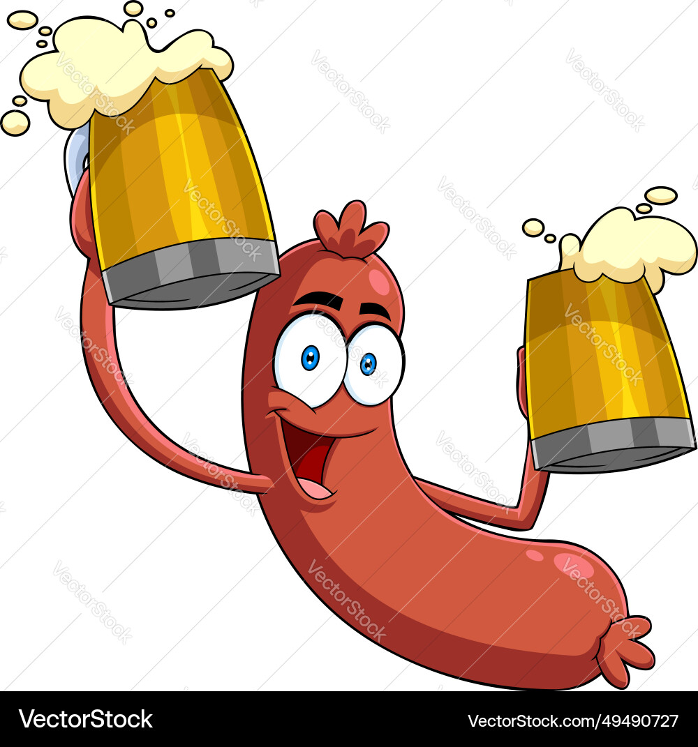 Happy Wurst Cartoon Charakter Lizenzfreies Vektorbild