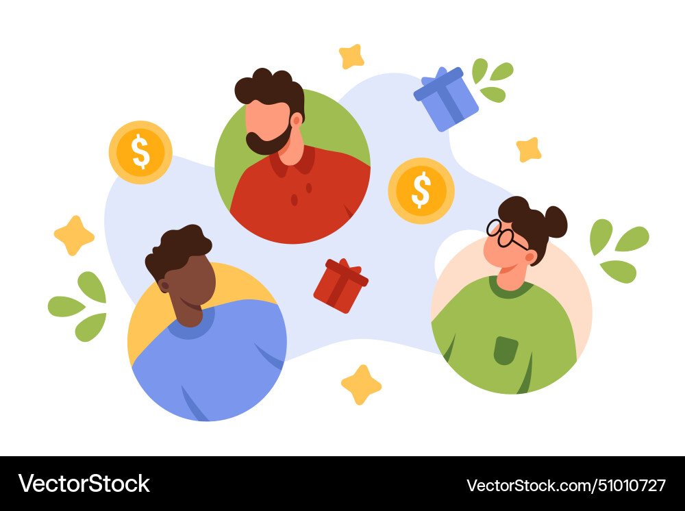 Refer friend marketing referral program users Vector Image