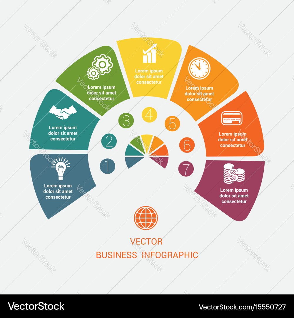 Semicircle template infographic 7 positions Vector Image