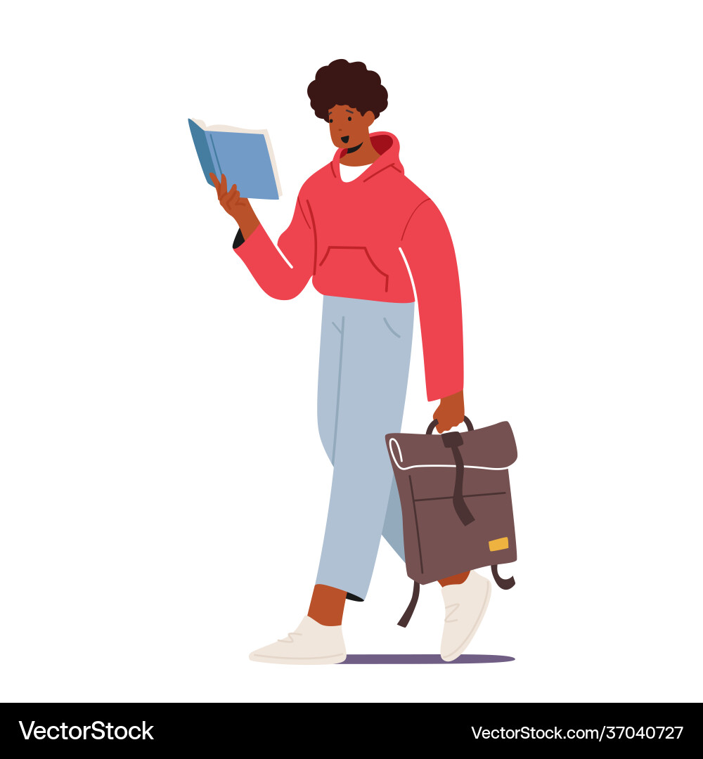 Young man student character with bag in hand Vector Image