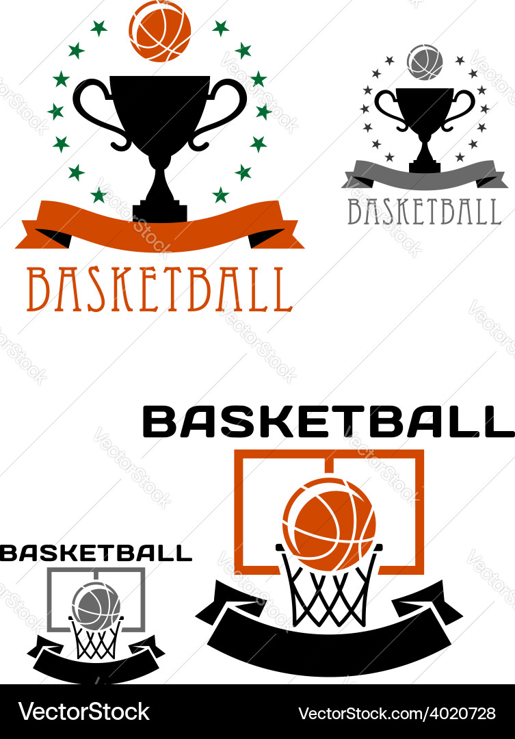 Basketball logo with balls basket trophy Vector Image