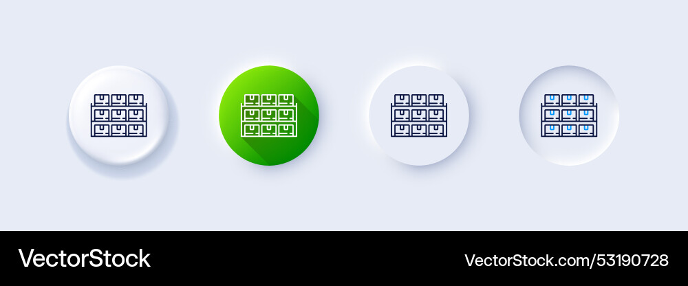 Boxes shelf line icon warehouse inventory sign Vector Image