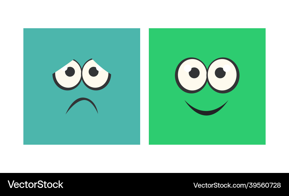Cartoon square face with emotion expression Vector Image