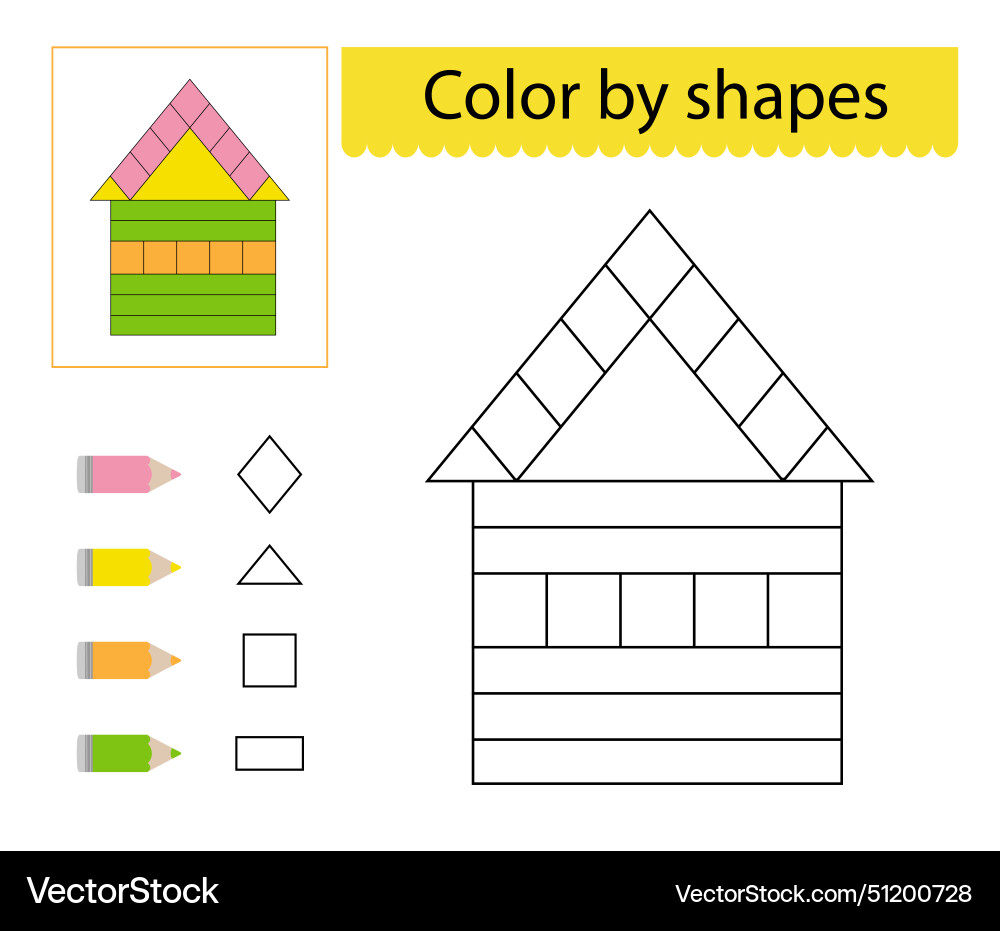 Coloring pages color by shapes for kids Royalty Free Vector