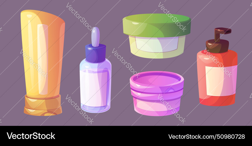 Cosmetic product bottles set Royalty Free Vector Image