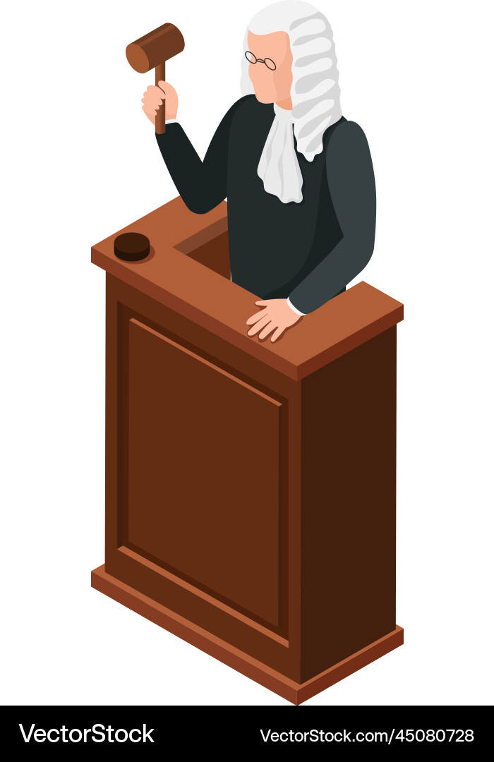 Court Trial Isometric Composition Royalty Free Vector Image