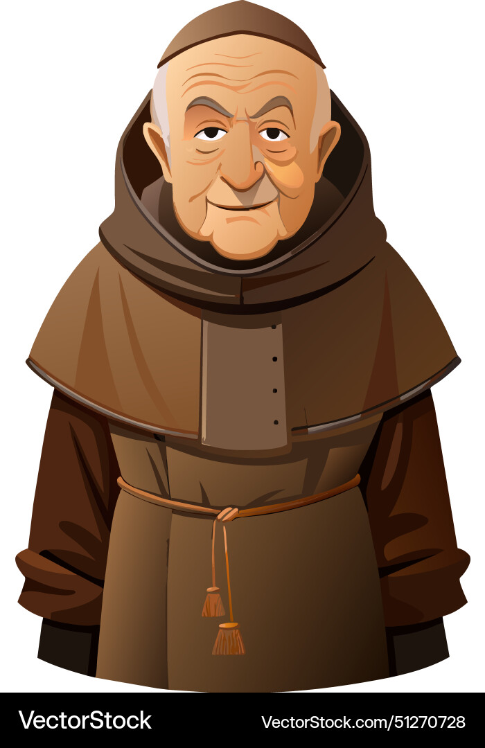 Elderly person dressed as a friar Royalty Free Vector Image