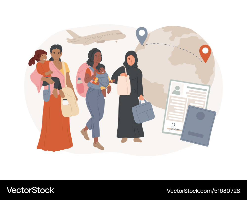 Female migrant isolated concept Royalty Free Vector Image