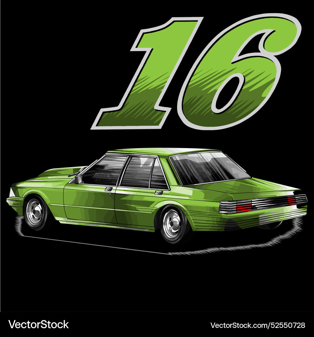 Green drag racing car with black strip Royalty Free Vector