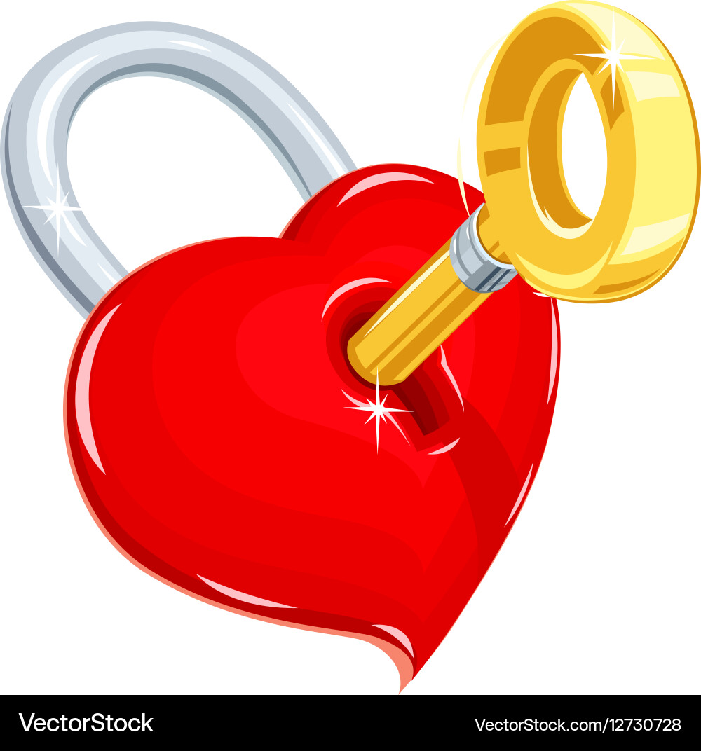 Heart and key symbol love Royalty Free Vector Image