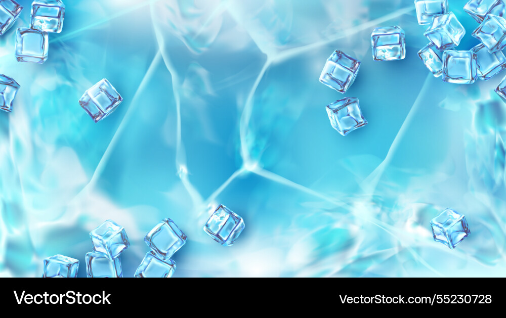 Ice background realistic cold texture icy cubes Vector Image