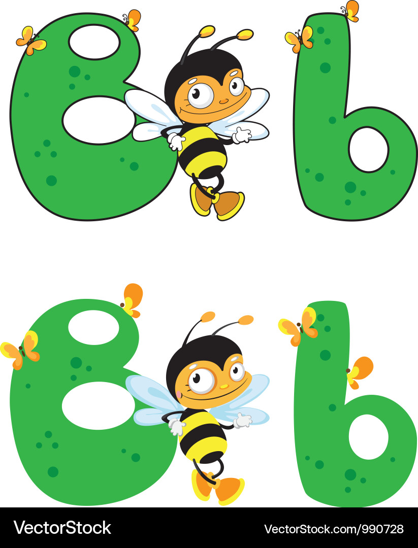 Letter b bee Royalty Free Vector Image - VectorStock