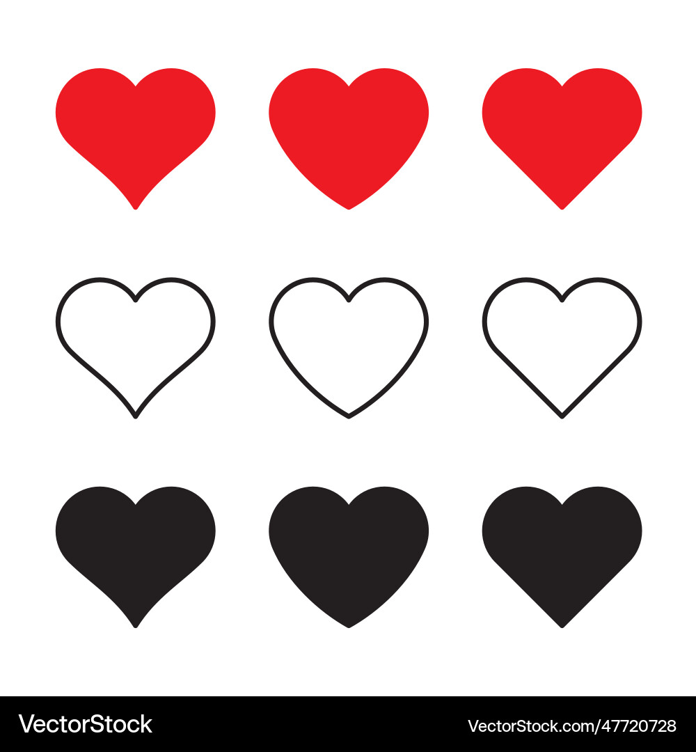 Love heart red black and white icon Royalty Free Vector