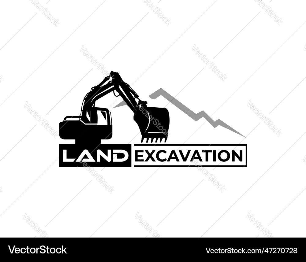 Simple land excavating business logo design Vector Image
