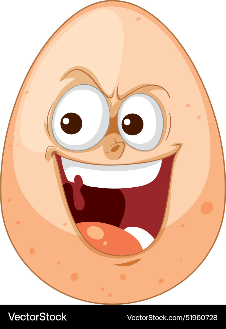 Smiling egg with expressive eyes and mouth Vector Image